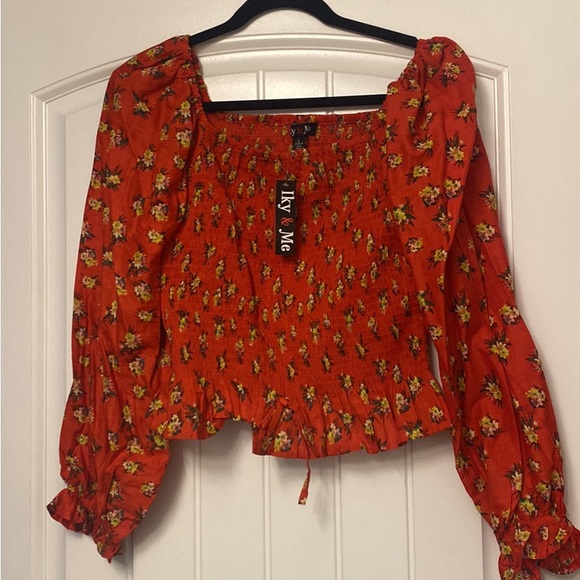 Tops | Peplum Orange Floral Top | Poshmark